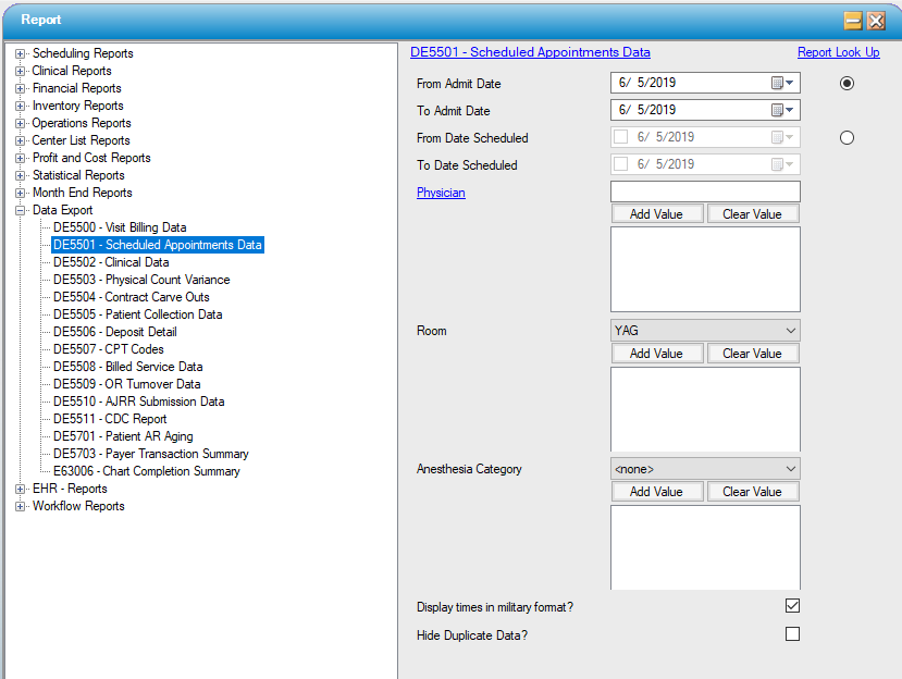 DE5501 - Scheduled Appointments Data