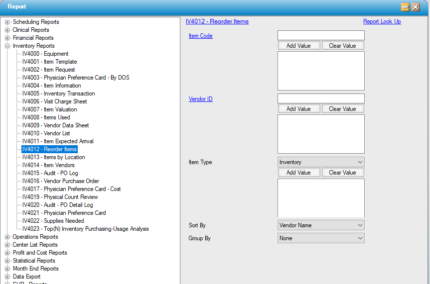 IV4012 – Reorder Items