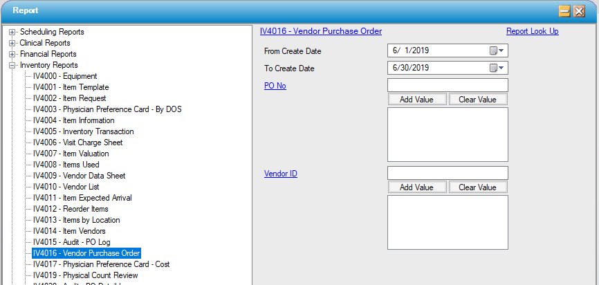 IV4016 – Vendor Purchase Order